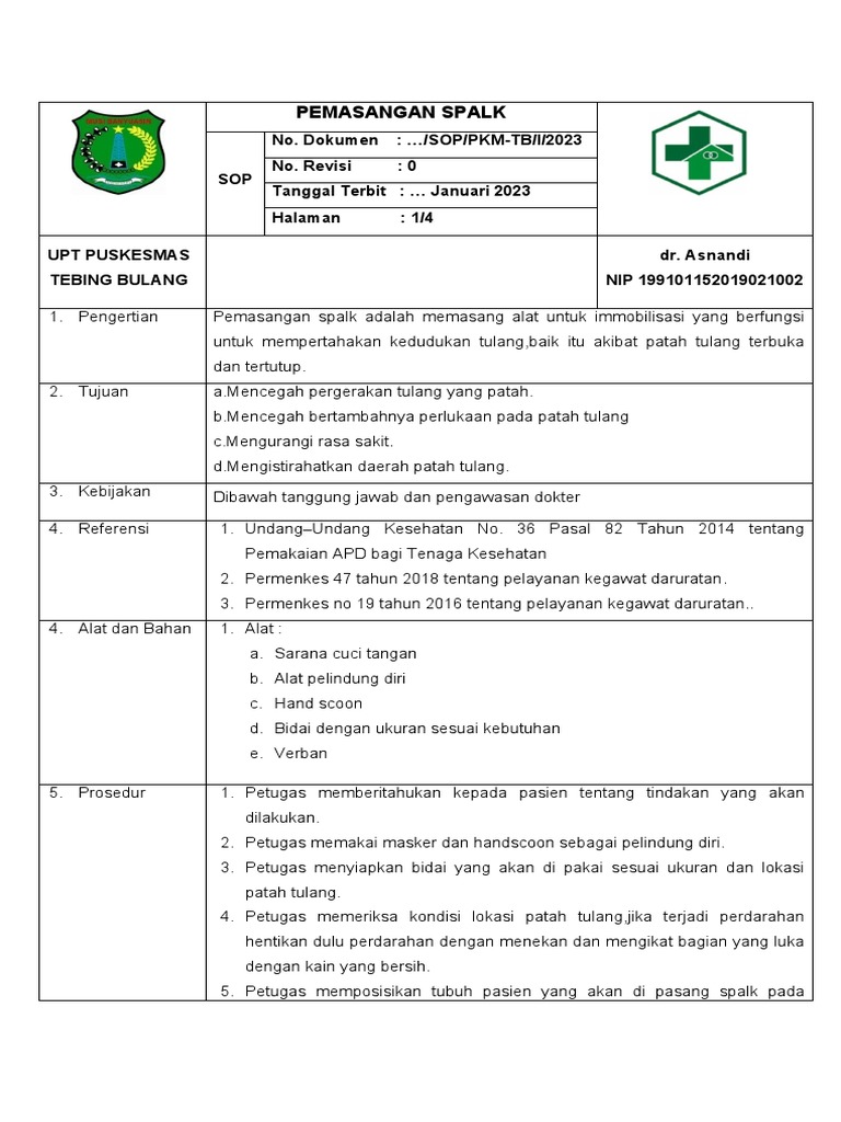 SOP pemasangan spalk | PDF