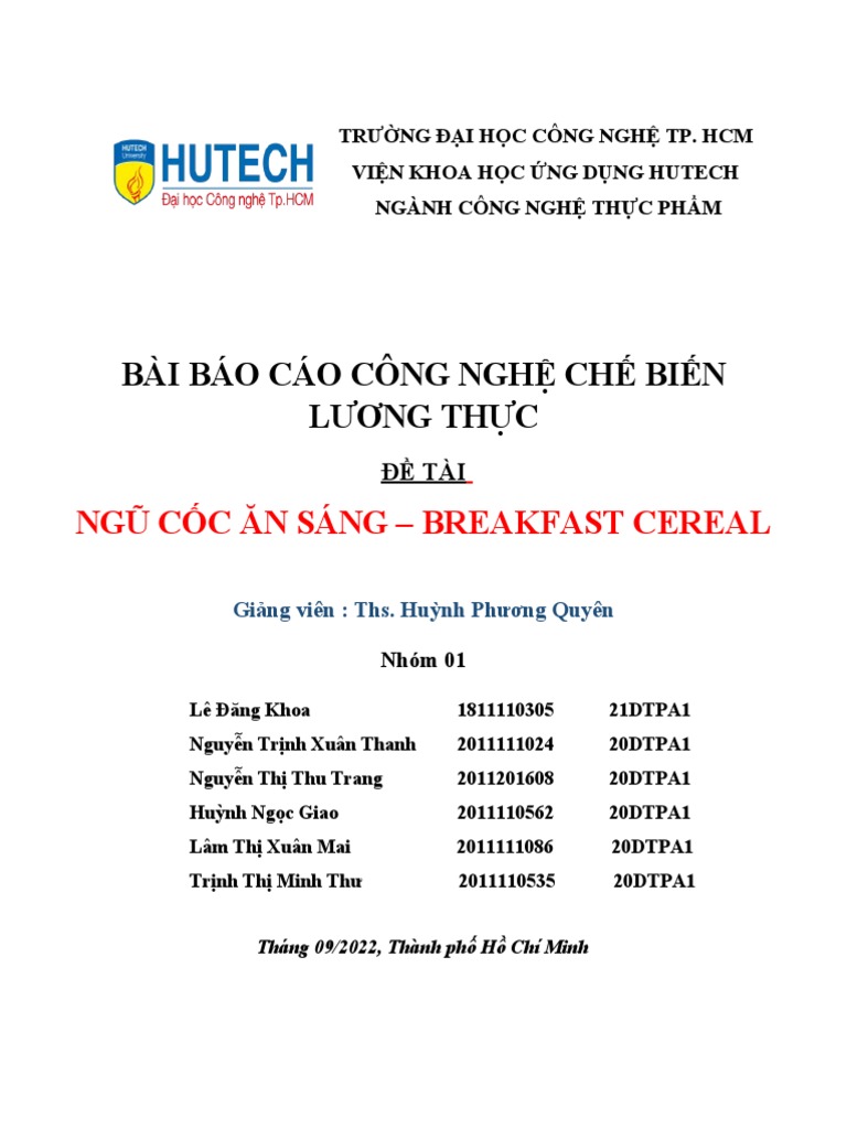 NGŨ CỐC ĂN SÁNG - BREAKFAST CEREAL | PDF