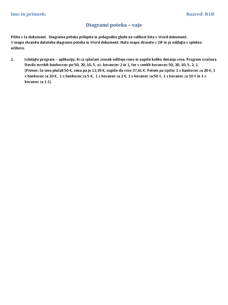 Vaja 9 Diagrami Poteka | PDF