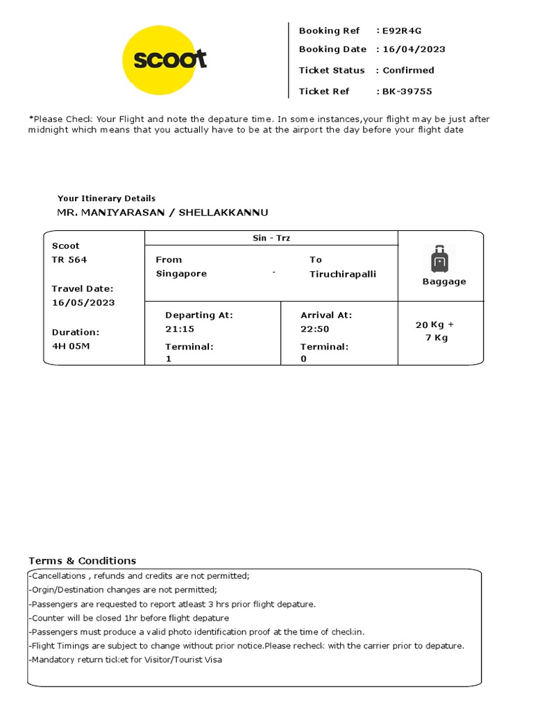 Flight Itinerary Confirmation Details | PDF