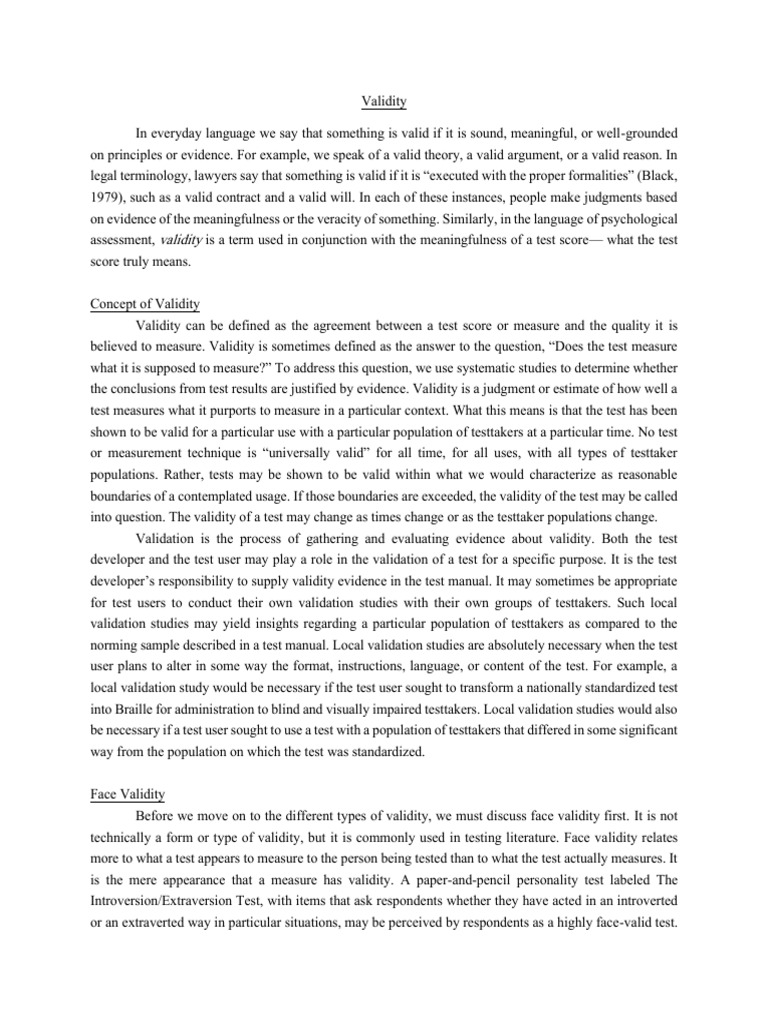 Lesson 5.1 - Validity | PDF | Validity (Statistics) | Factor Analysis