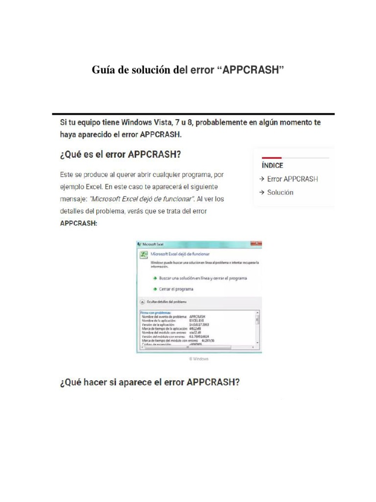 Guía de Solución Del Error APPCRASH | PDF