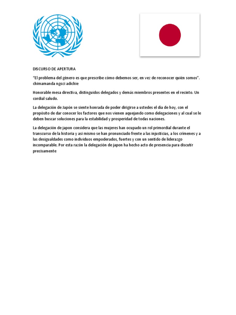 Discurso de Apertura Japon Onu Mujeres | PDF