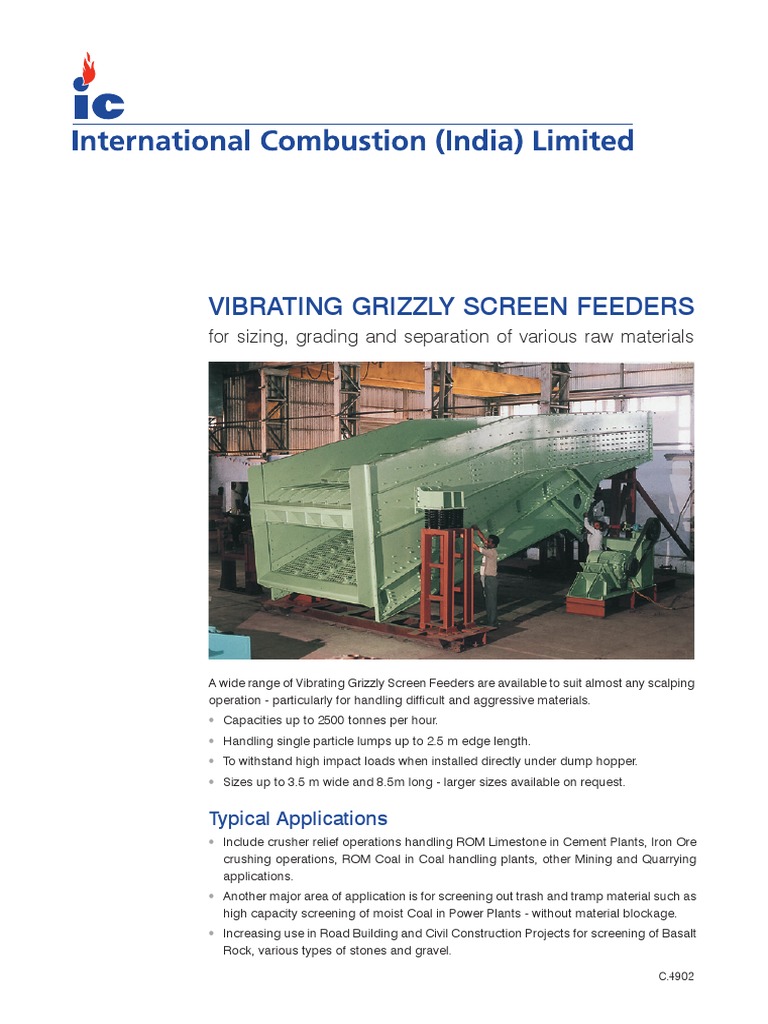 Vibrating Grizzly Screen Feeders | PDF | Secondary Sector Of The ...