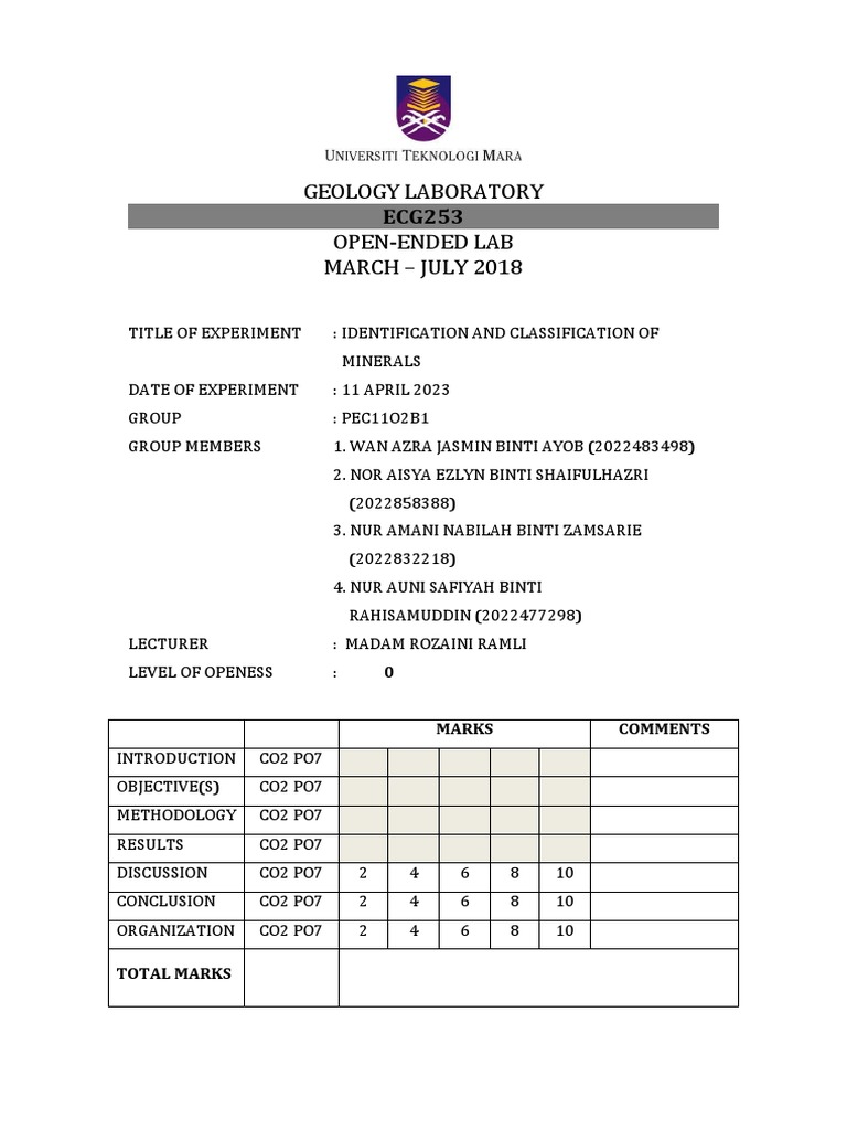 Mineral Identification Lab Report | PDF | Minerals | Quartz