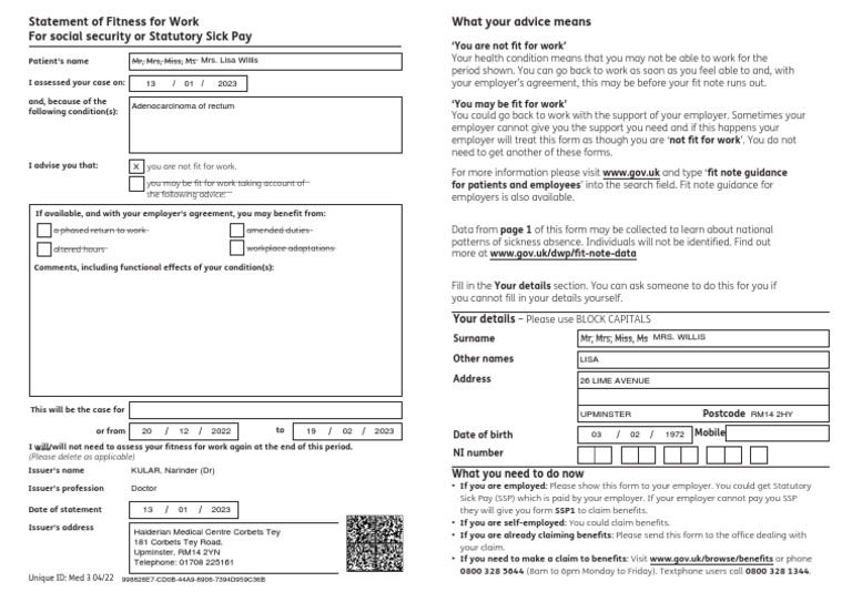 Fit Note | PDF
