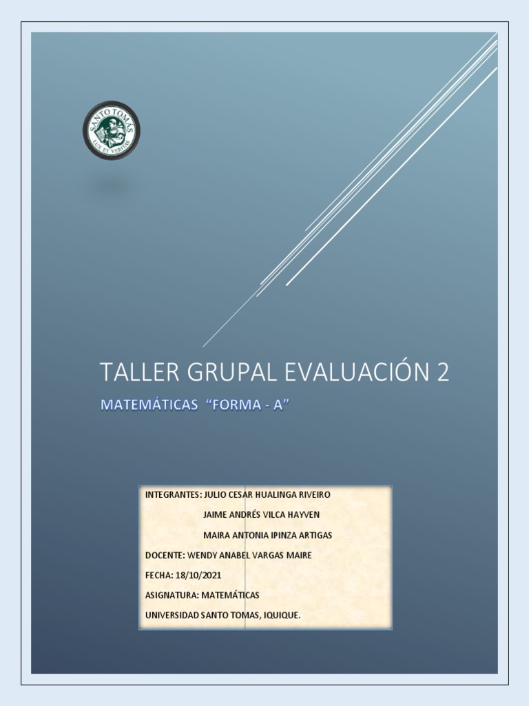 Taller Grupal 2 Matemáticas | PDF