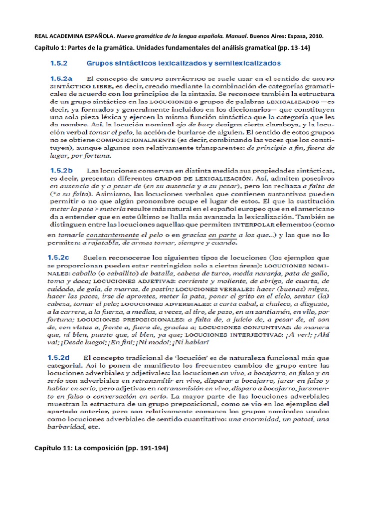 Manual Gramática RAE (Cap. 11 y 12) | PDF