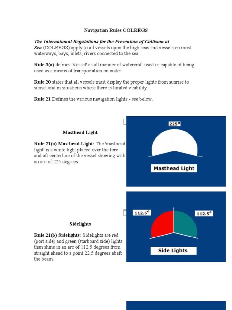 Navigation Rules COLREGS | Ships | Water Transport