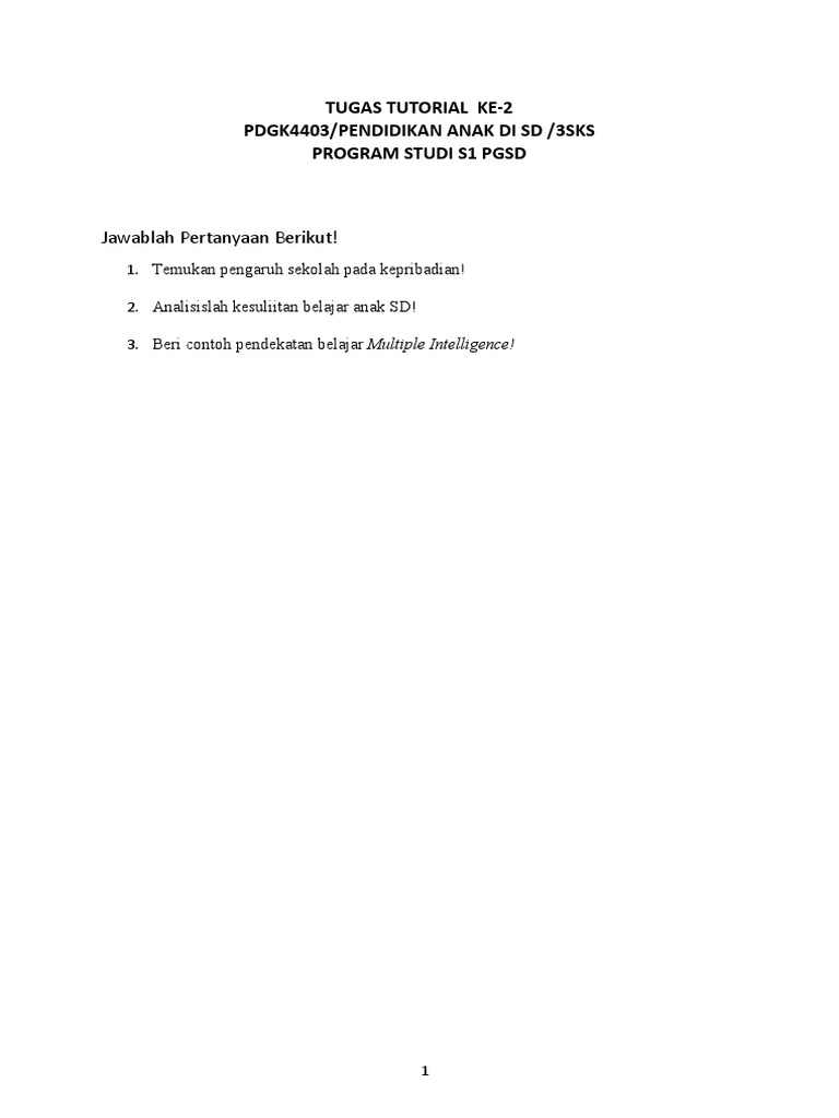 Tugas Tutorial Ke 2 PDGK 4403 | PDF