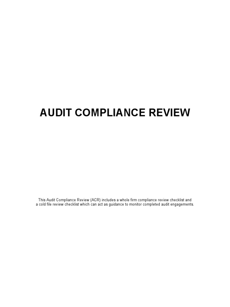 Audit Compliance Review Checklist | PDF | Audit | Financial Audit