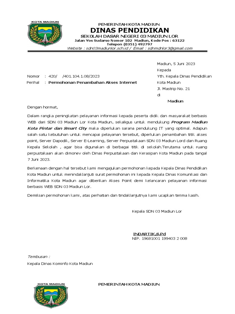 SURAT PERMOHONAN KOMINFO | PDF