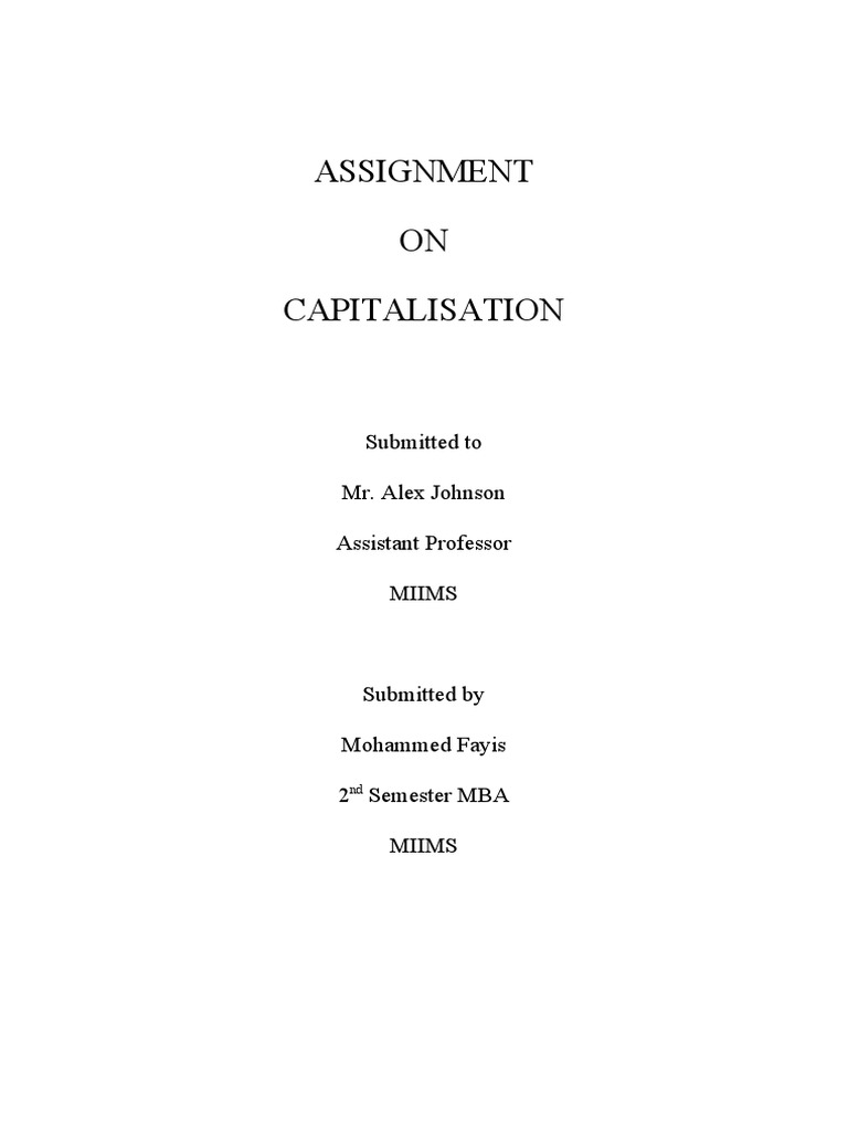 Capitalisation Assignment | PDF | Financial Capital | Dividend