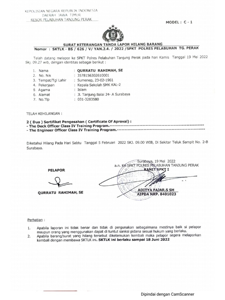 Laporan & Lampiran Dokumen Pengesahan Sertifikat Approval | PDF