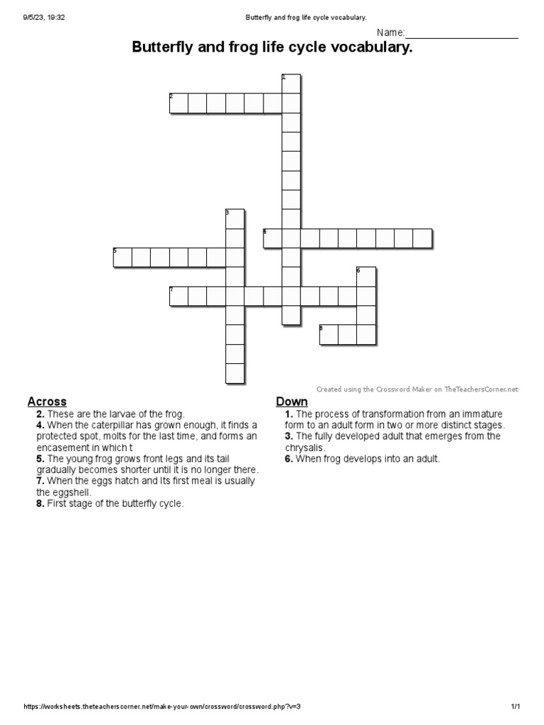 Butterfly and Frog Life Cycle Vocabulary | PDF