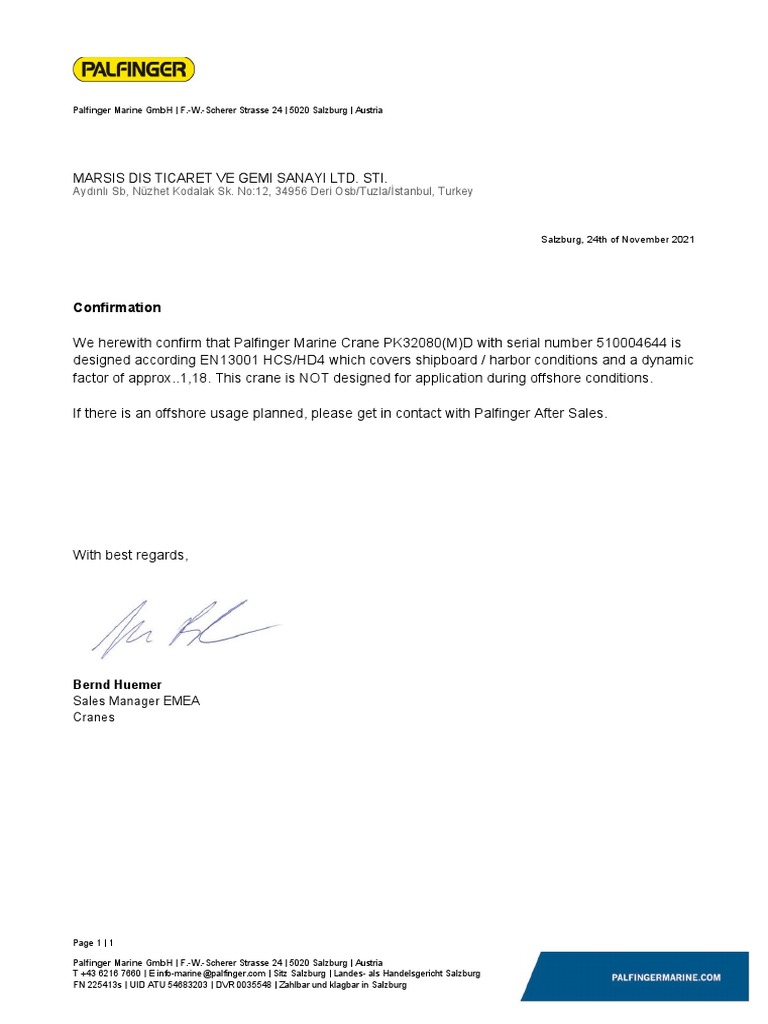 Confirmation-Shipboard Crane | PDF