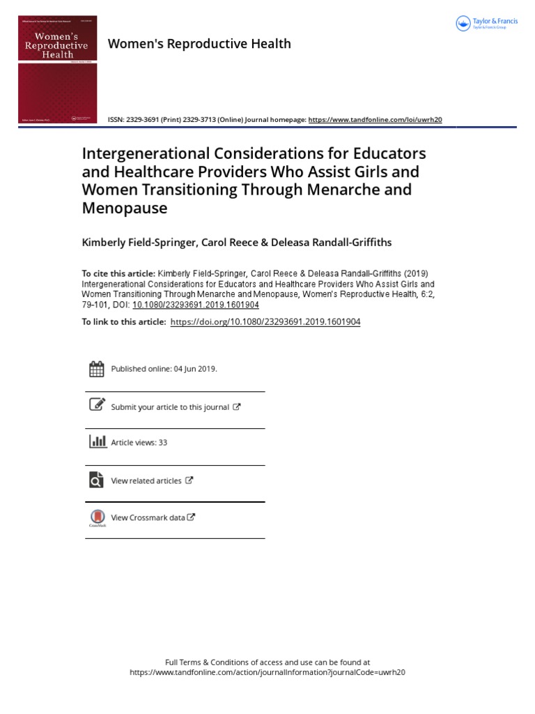 Menarche Pdf Menopause Menstruation