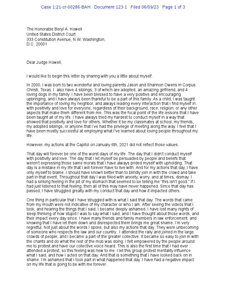 Grady Owens Letter | PDF | Feeling | Love