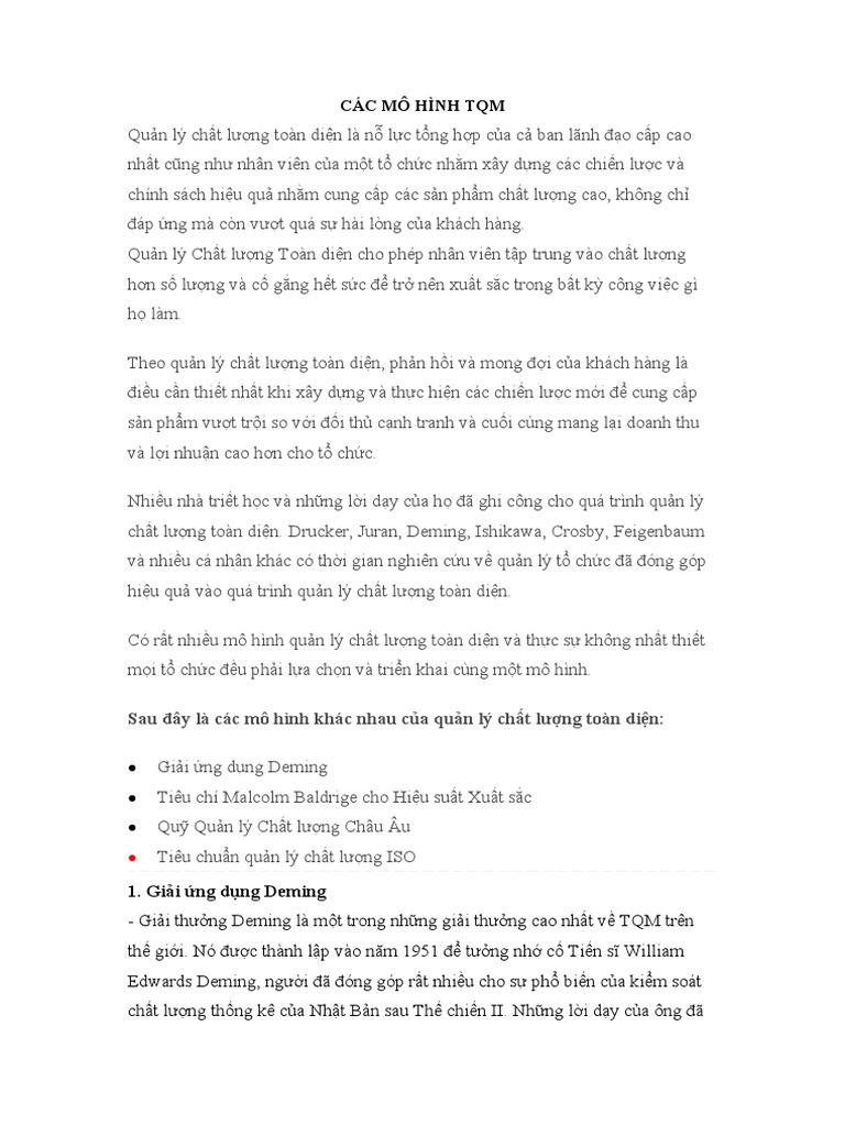 The TQM Models | PDF