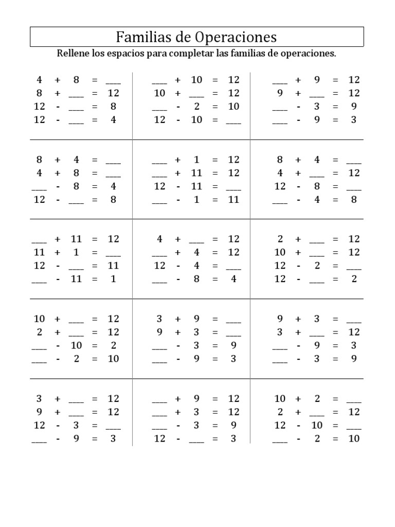 Familias de Operaciones Matemáticas | PDF | Finance & Money Management ...