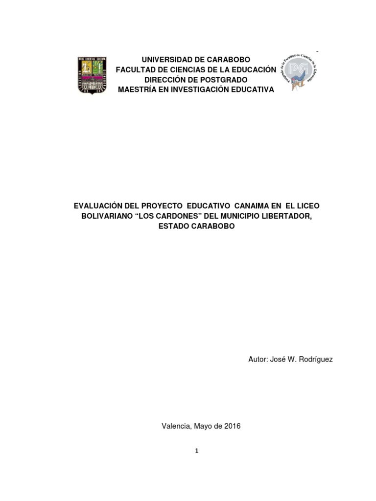 Evaluacion Del Proyecto Educativo Canaim PDF