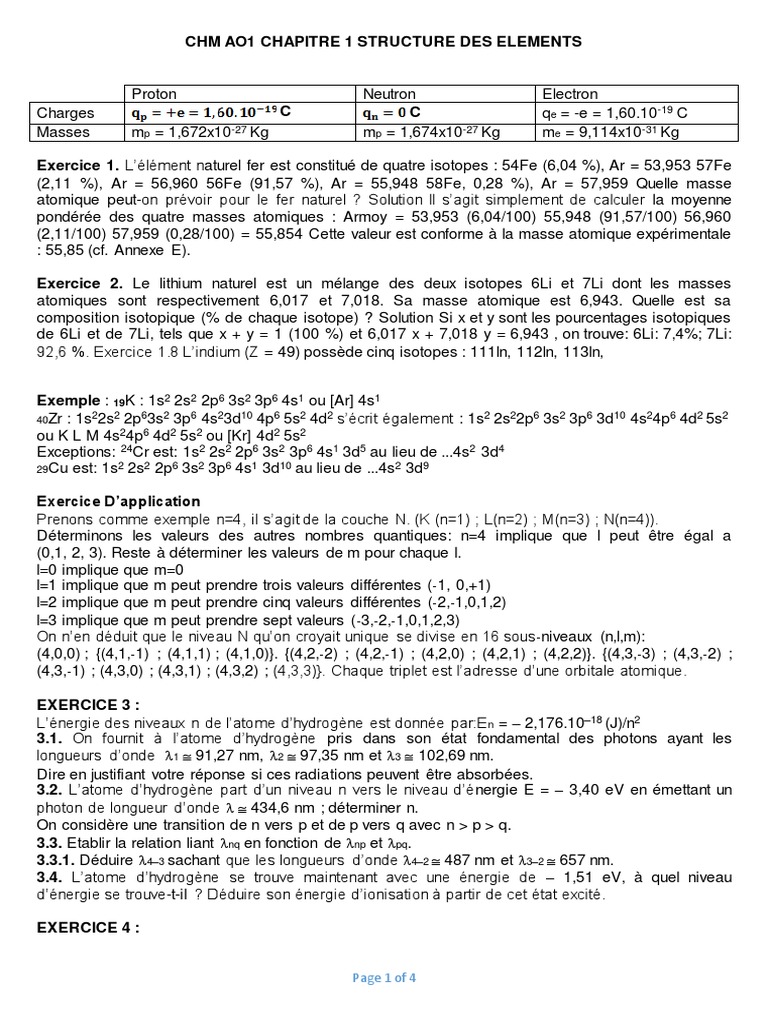 Masse atomique du fer et isotopes | PDF | Spectre électromagnétique ...
