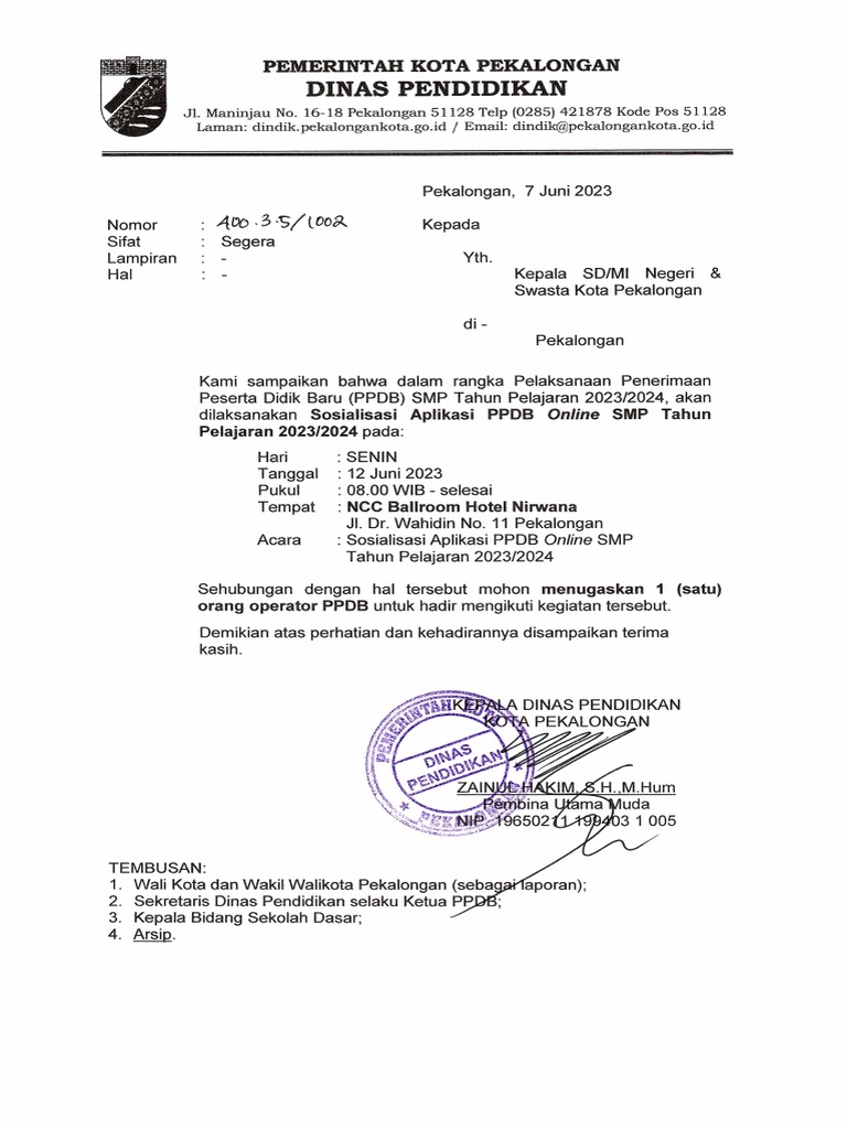 Undangan Admin PPDB SD&MI | PDF