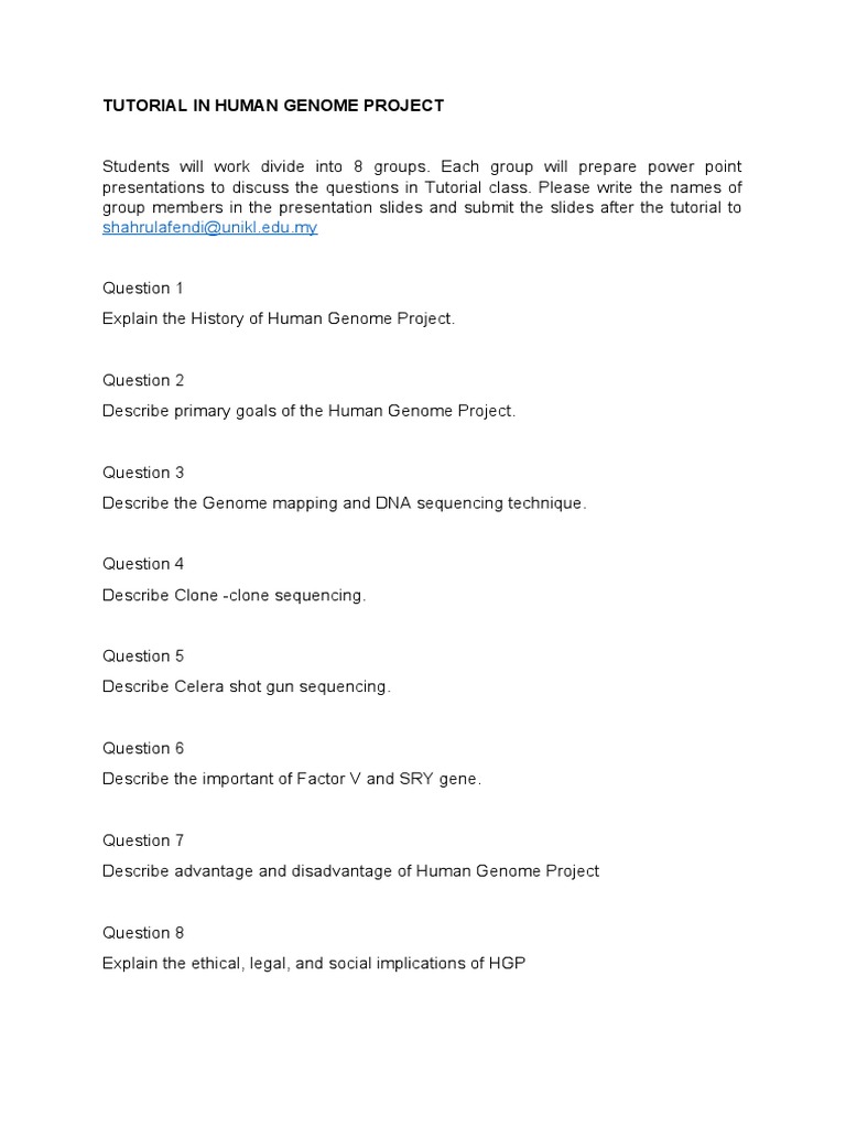 Tutorial in Human Genome Project - Student | PDF | Science ...