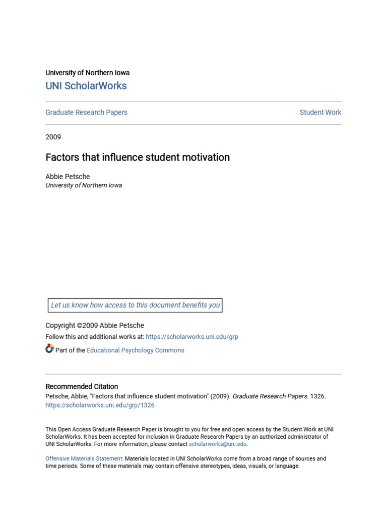 Factors That Influence Student Motivation | PDF | Motivational | Motivation
