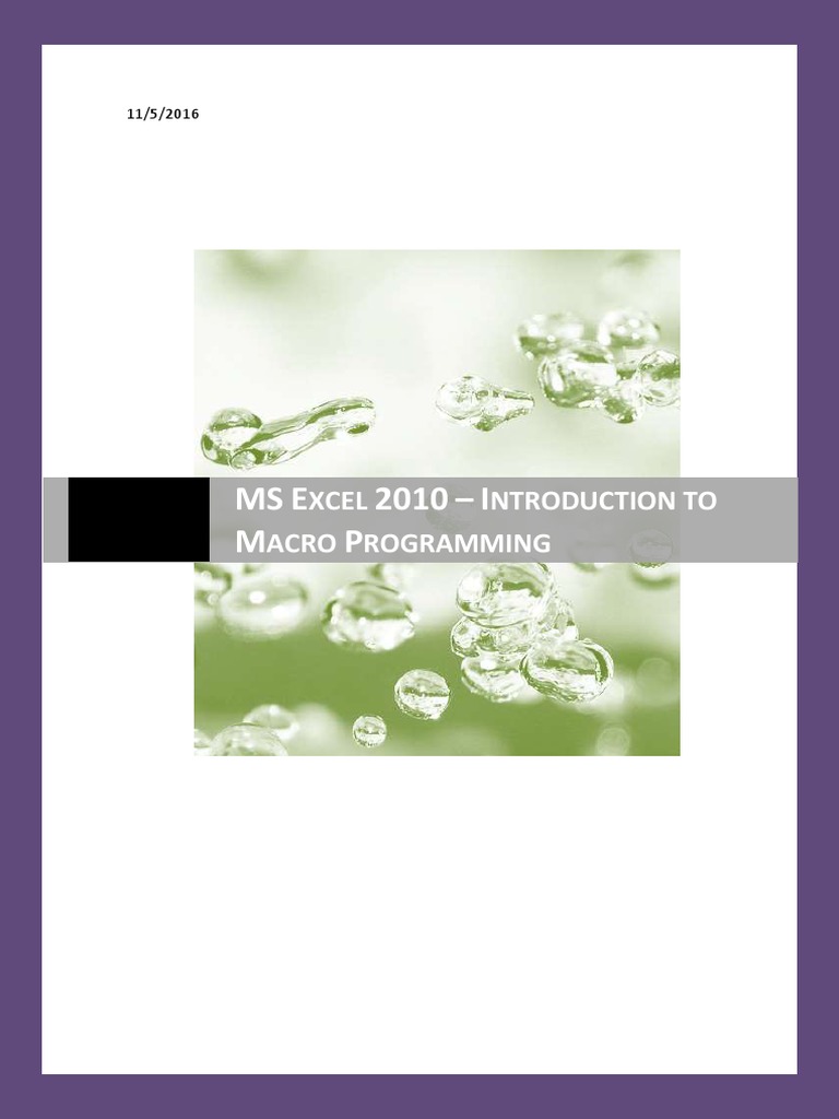 MS Excel VBA v2 | PDF | Microsoft Excel | Visual Basic For Applications