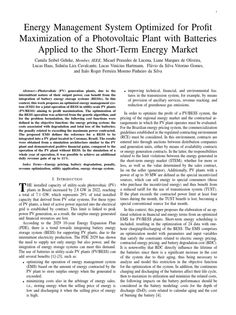 Optimized Energy Management System For Profit Maximization of A ...