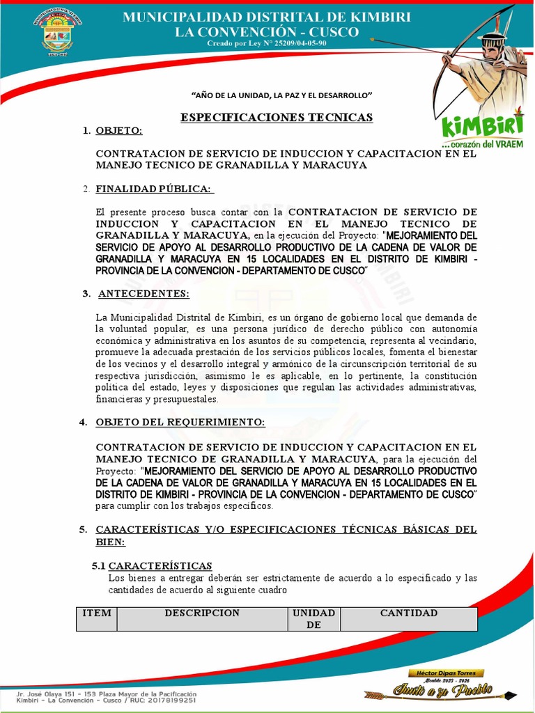 TDR ADQUISICIÓN DE SERVICIO DE INDUCCION Y CAPACITACION EN EL MANEJO ... TDR ADQUISICIÓN DE SERVICIO DE INDUCCION Y CAPACITACION EN EL MANEJO ...
