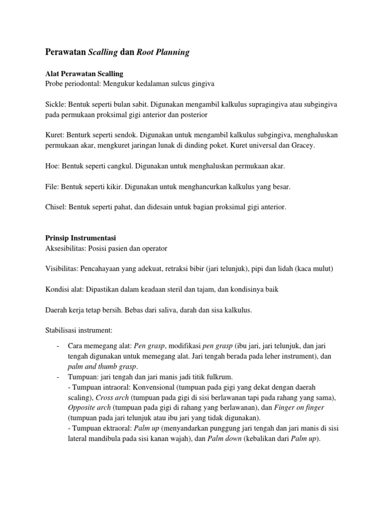 Perawatan Scalling Dan Root Planning | PDF