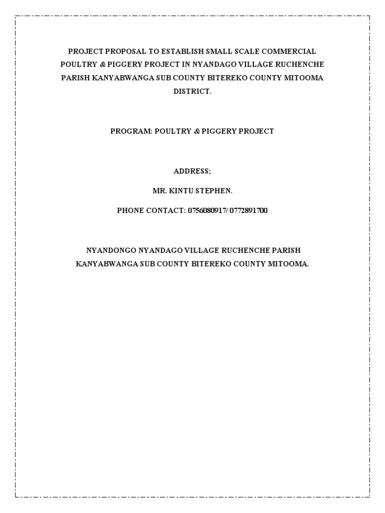 Poultry and Piggery Project Proposal | PDF | Internal Rate Of Return ...