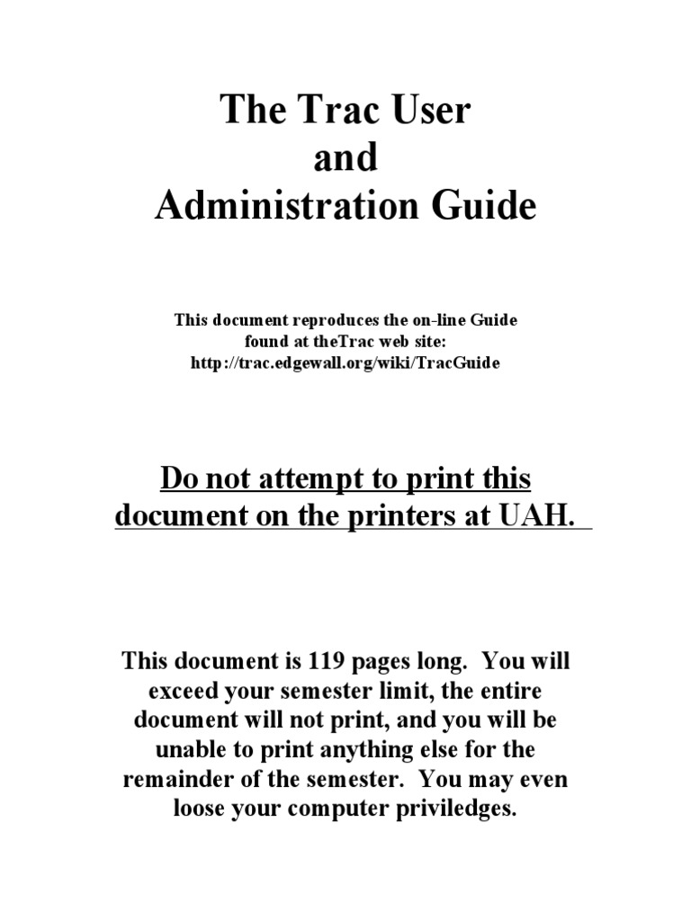 Trac User and Administration Guide | PDF | Networking | Internet & Web