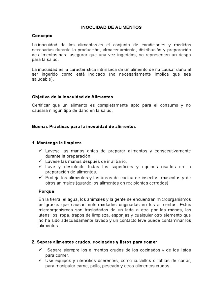 Inocuidad de Alimentos | PDF | Alimentos | Enfermedades transmitidas por alimentos
