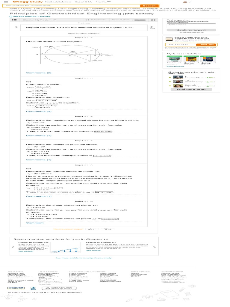 Solved Repeat Problem 10.3 For The Element Shown in Figure 10.... | PDF | Stress (Mechanics)