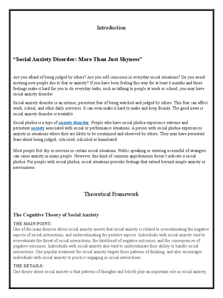 Social Phobia | PDF | Social Anxiety Disorder | Anxiety Disorder