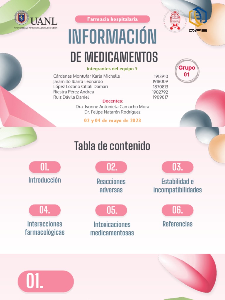 Información de Medicamentos, Equipo 3 | PDF | Medicamentos con receta ...