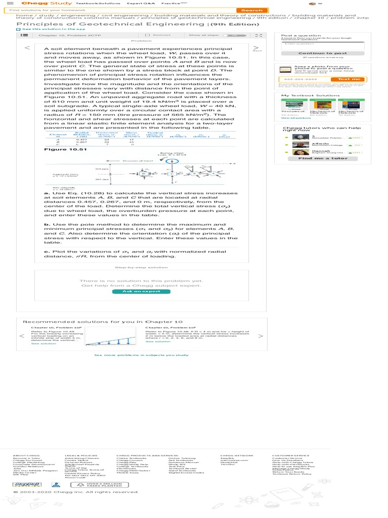 Solved A Soil Element Is Shown in Figure 10.34. Determine The ... Chegg - Com 2 | PDF