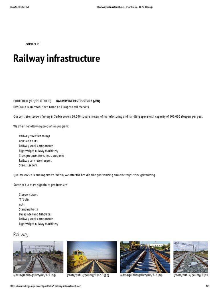 Railway Infrastructure - Portfolio - DIV Group | Download Free PDF | Screw | Rail Transport