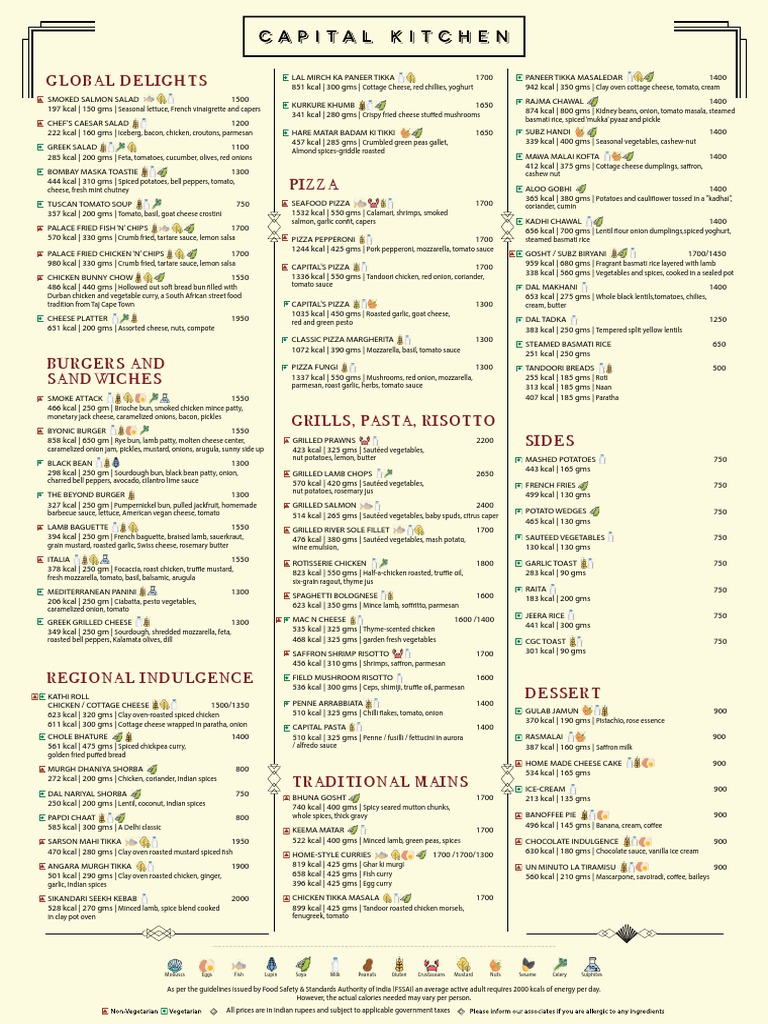 Capital Kitchen Taj Palace New Delhi | PDF | Indian Cuisine | Drink