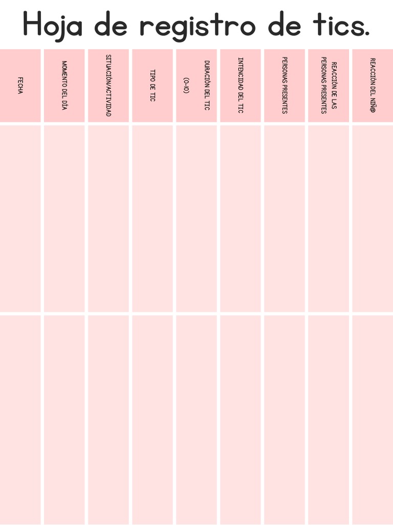 Hoja de Registro de Tics 1 Semana | PDF