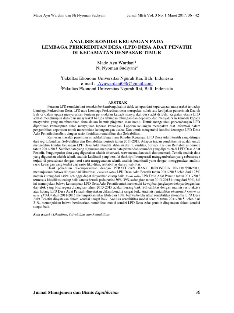 Analisis Keuangan LPD Penatih | PDF