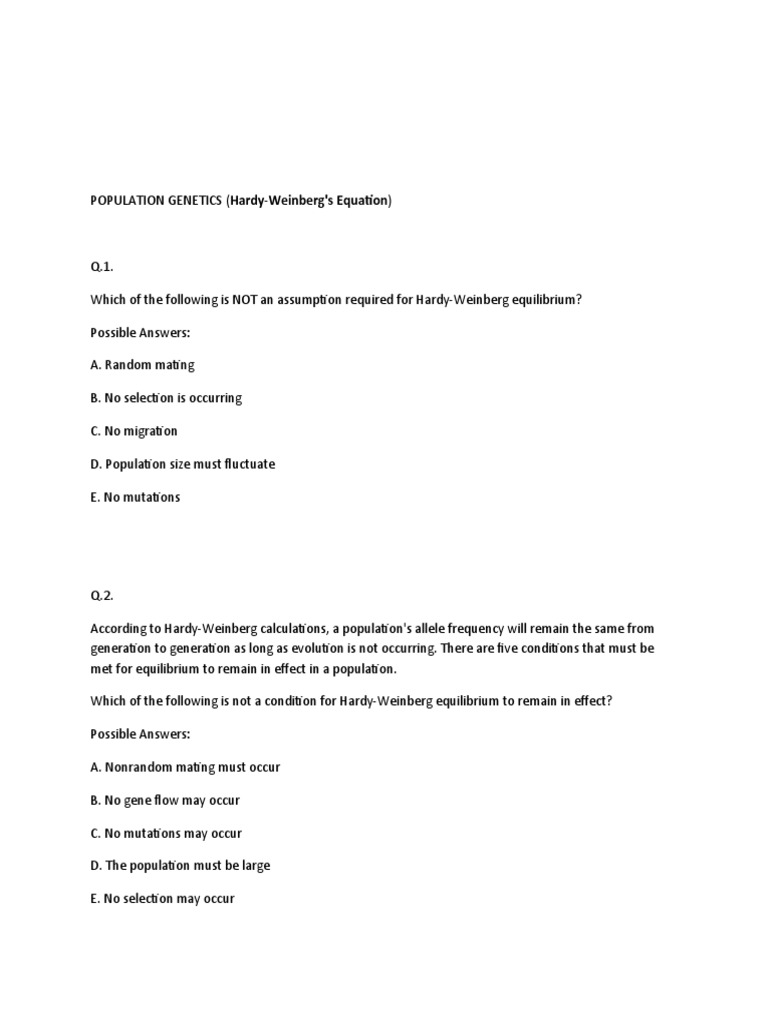 Population Genetics-WPS Office | PDF | Zygosity | Dominance (Genetics)