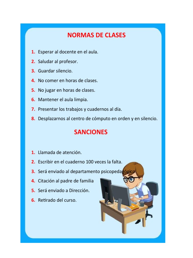 Normas de Clases Computacion | PDF