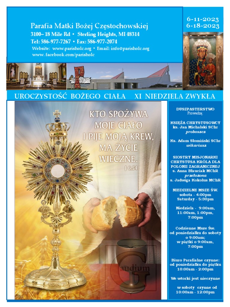 6.11. 2023 Uroczystość Bozego Ciałai | PDF