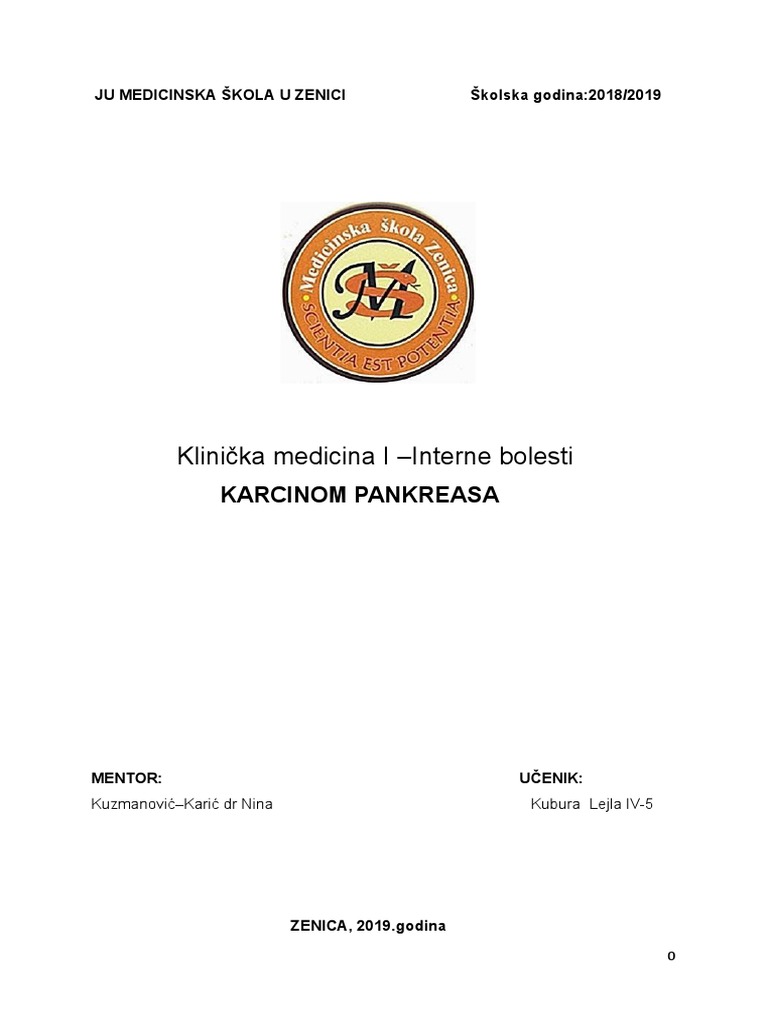 Karcinom Pankreasa-Maturski Rad | PDF