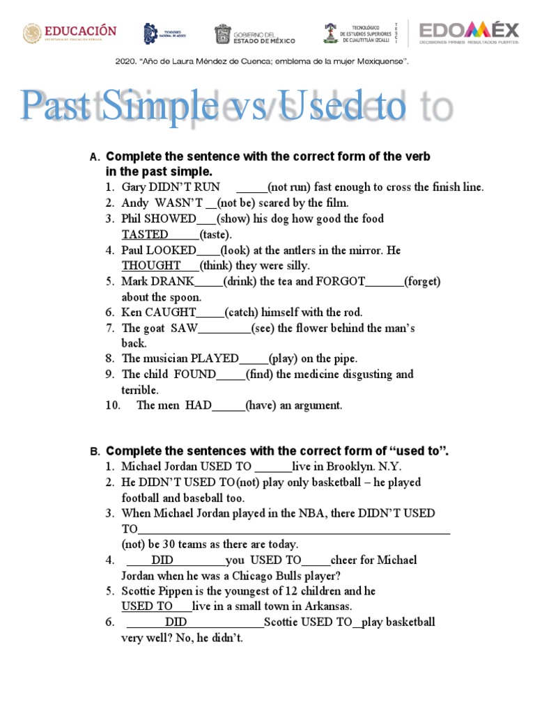 Past Simple and Used To Exercises | PDF