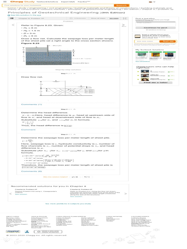 Solved Refer To Figure 8.23. Given - H1 6 M - H2 1.5 M - D ... | PDF | Textbook | Communication